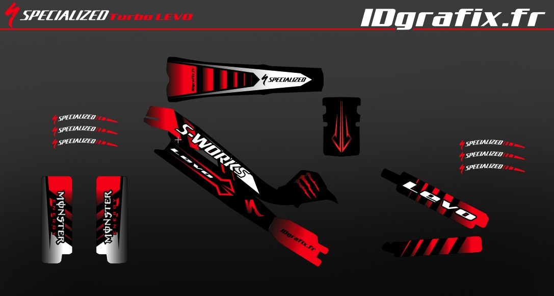 Kit deco 100% Custom Monster Edition Full (Red) - Specialized Turbo...