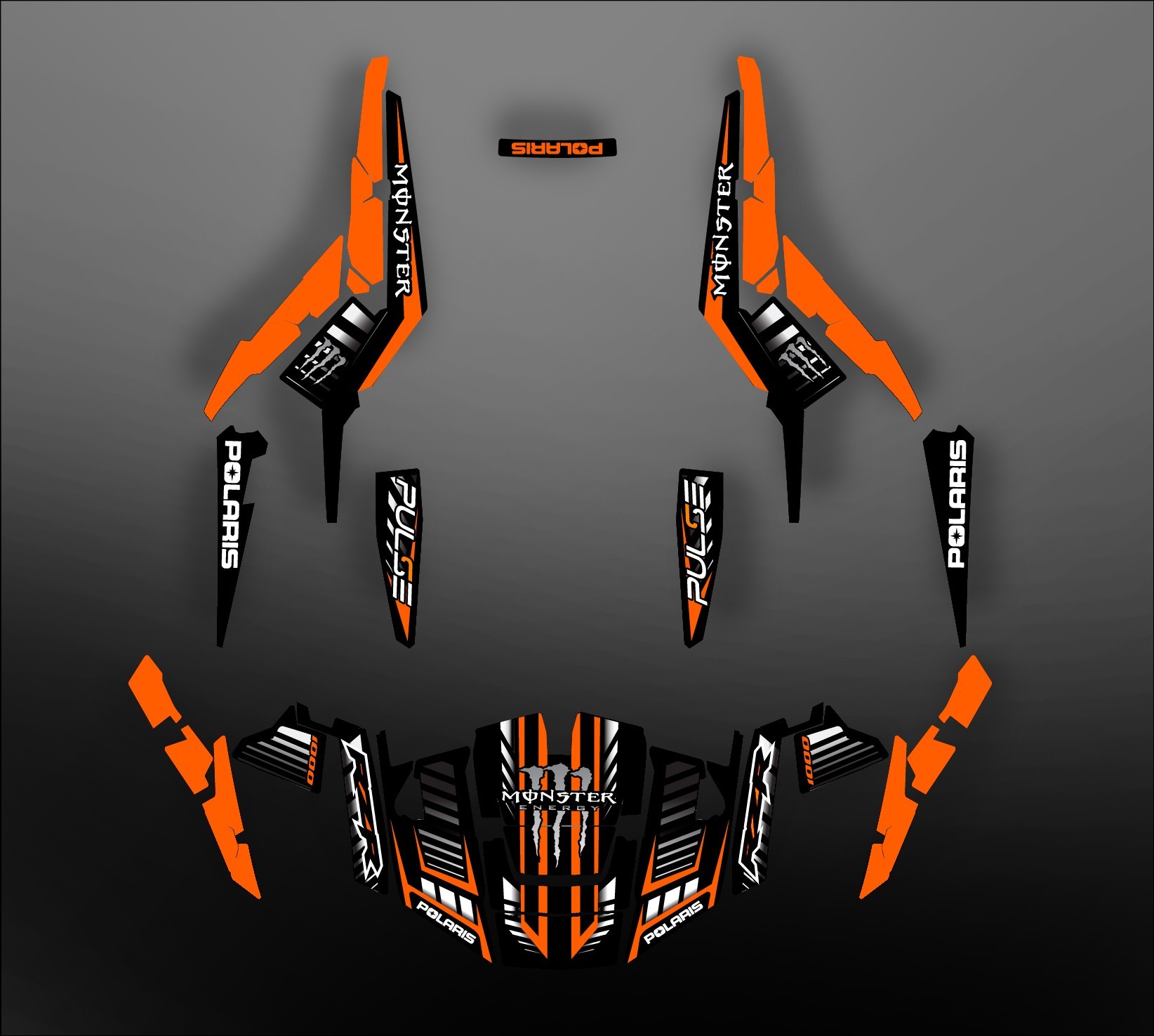 Kit decoration 100% Custom Monster Orange - IDgrafix - Polaris RZR ...