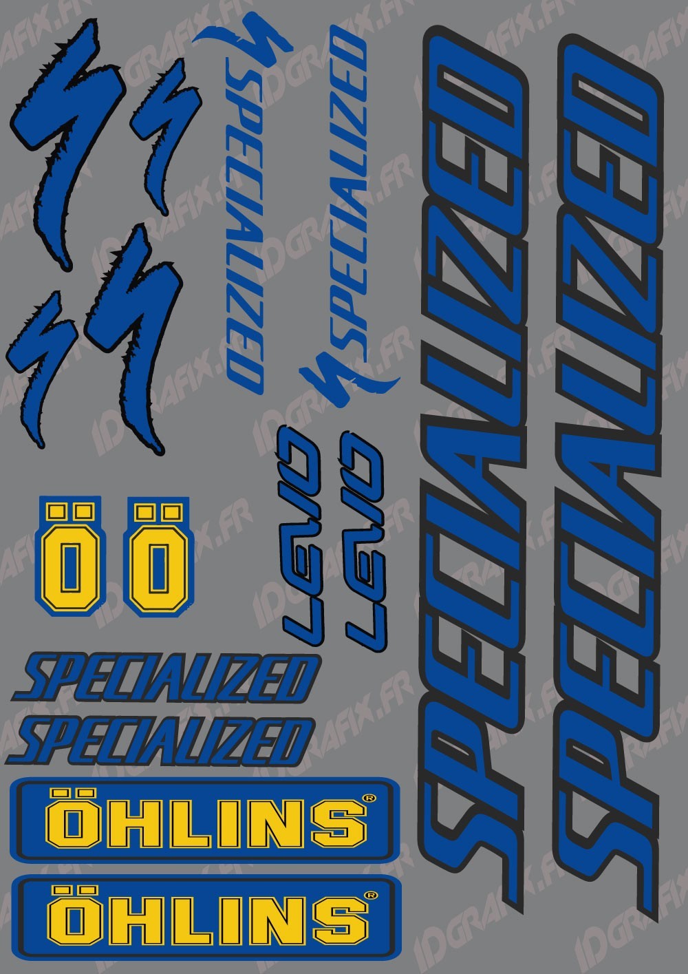 Board Sticker 21x30cm (Blue/Black) - Specialized / Ohlins