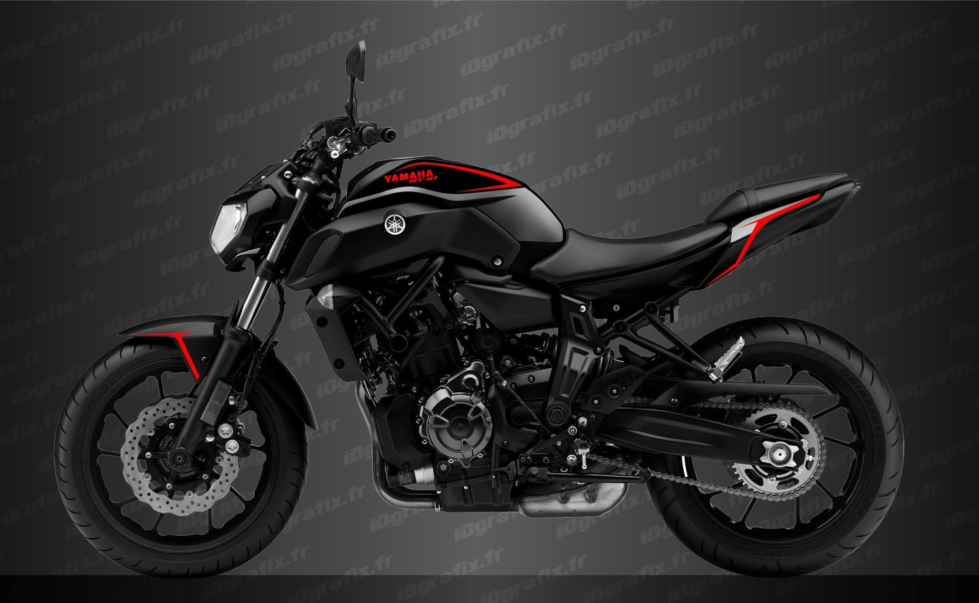 Kit de decoración de la Línea Roja - IDgrafix - Yamaha MT-07 (des...