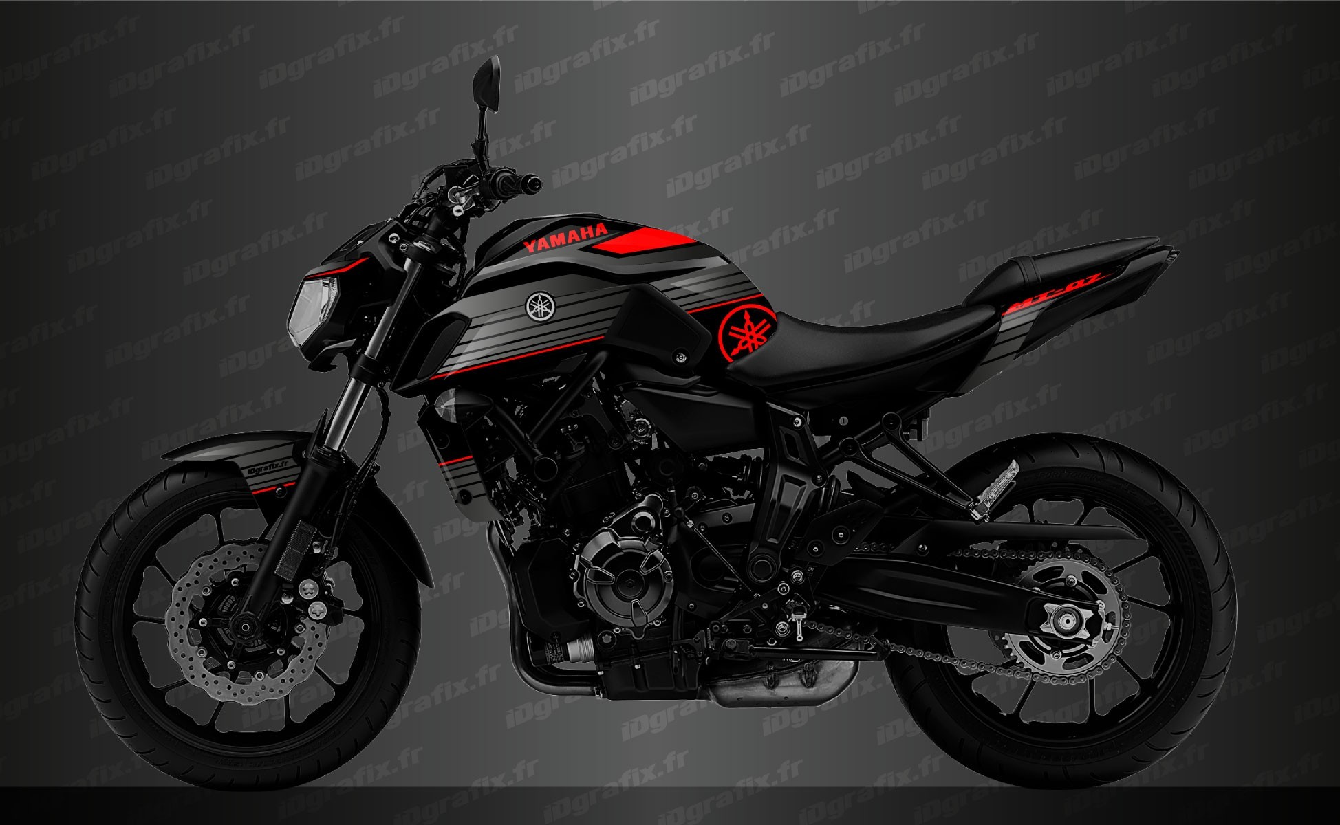 Kit decorazione da Corsa (Grigio/Rosso) - IDgrafix - Yamaha MT-07