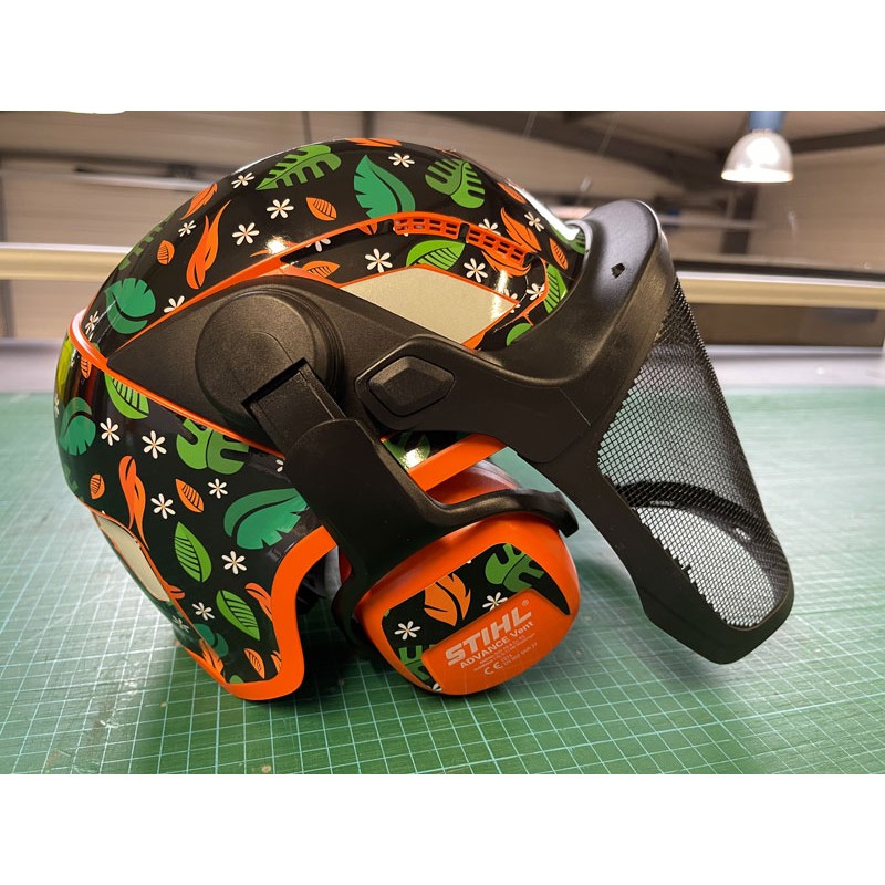 Sticker Flores edition (Vert/Orange)- Casque STIHL - idgrafix