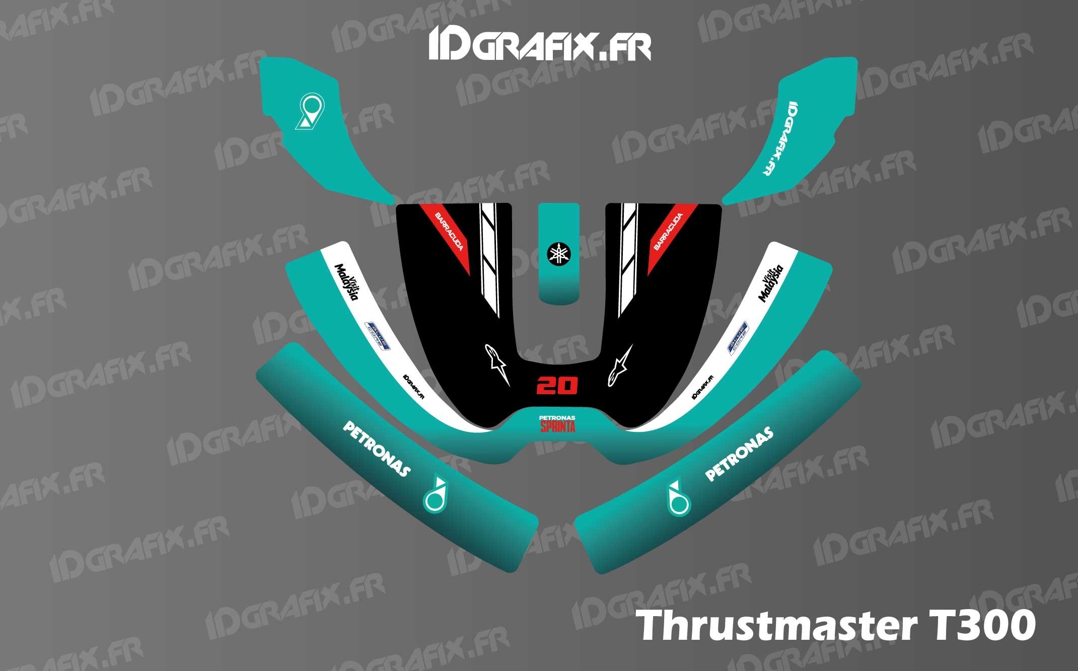 Quartararo Edition Sticker - Thrustmaster T300 Simulator Steering W...