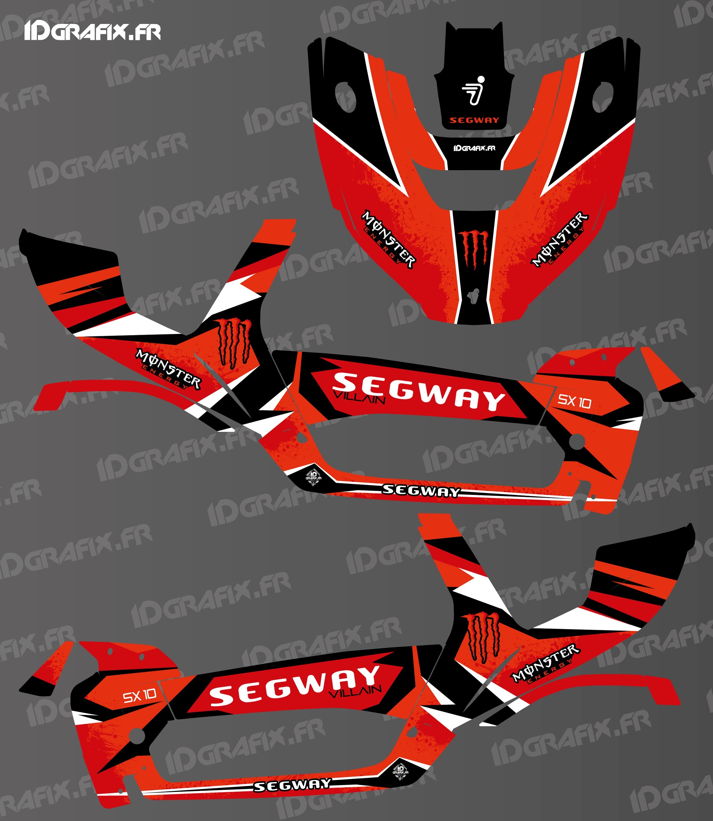 Kit decorazione Monster Edition (Rosso) - Idgrafix - Segway Villain...