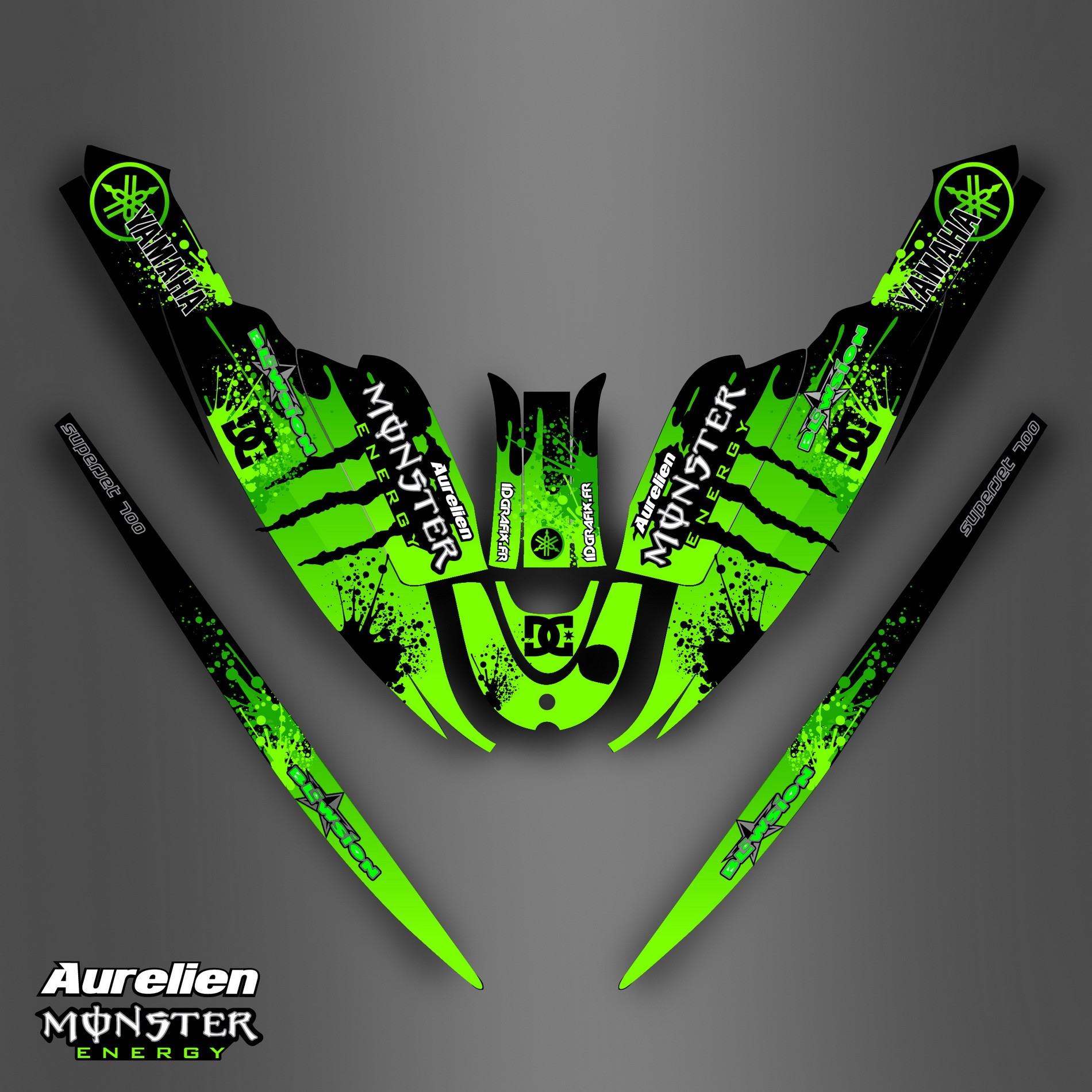 Kit dekor Monster Grün für Yamaha Super Jet - idgrafix