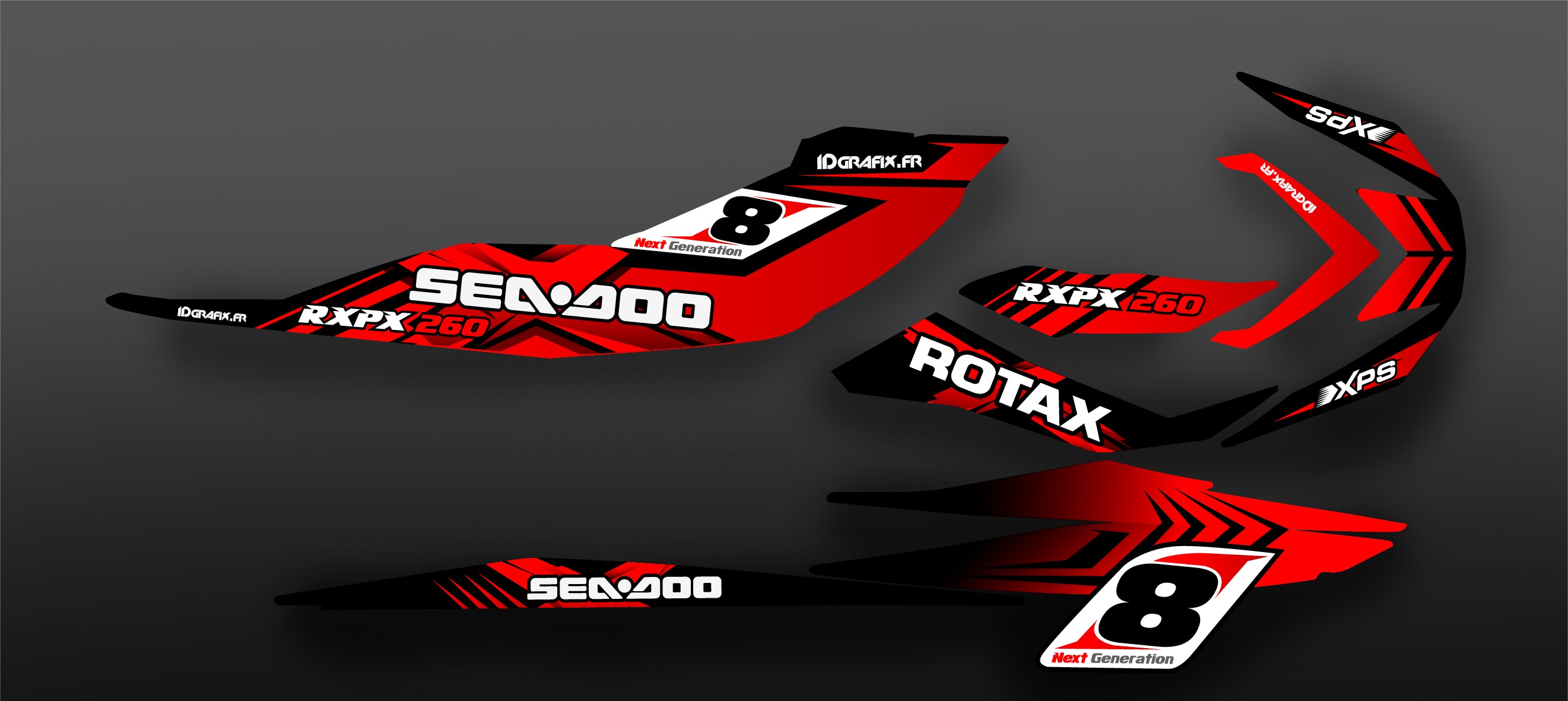 Kit decoration 100% Custom Red for Seadoo RXP-X 260 / 300