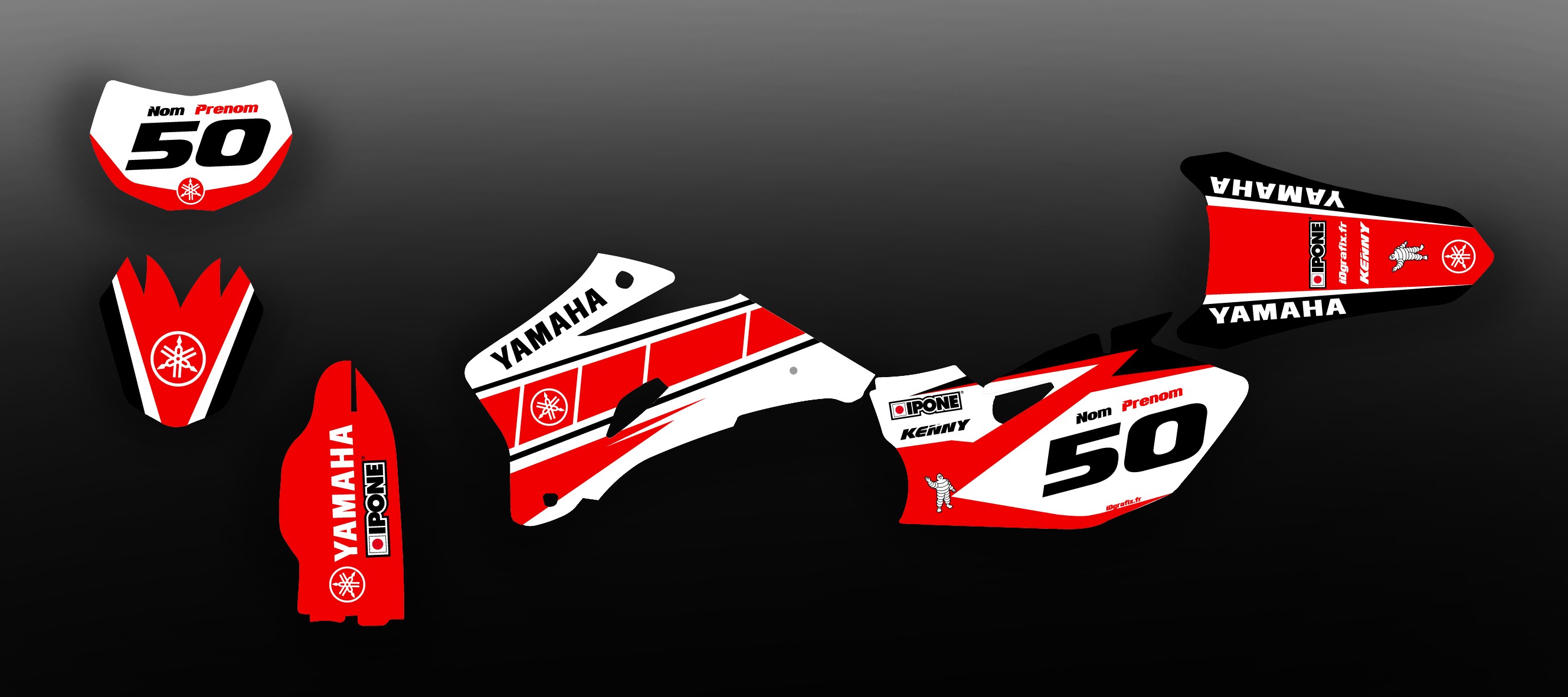 Kit dekor Vintage Red Edition - Yamaha YZ/YZF 125-250-450 - idgrafix